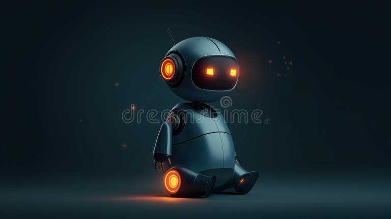 Sleek 3D AI Assistant Bot Icon with Glowing Orange Elements Stock ...
