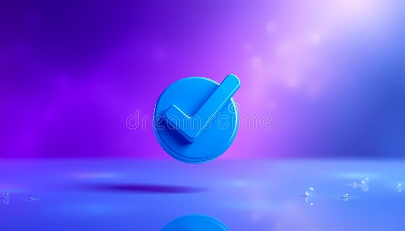 Floating Blue Check Mark on Cosmic Gradient Stock Illustration ...