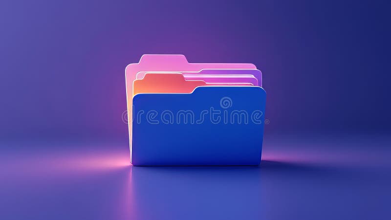 Streamlined Digital Office File Archive a 3D Rendered Folder Silhouette ...