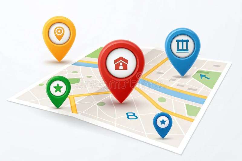 3D Realistic Location Map Pin Gps Pointer Markers Illustration for ...