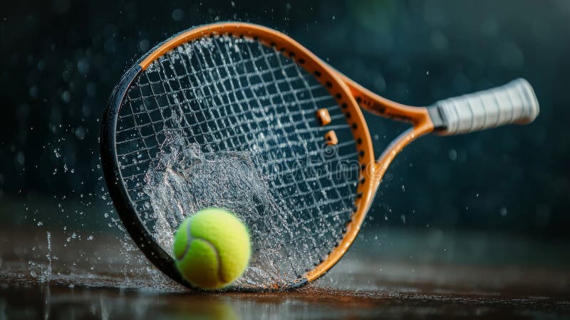 A Sleek 3D Illustration Features a Tennis Racket in the Act of Hitting ...