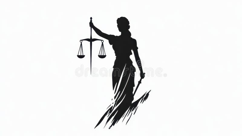 A Sleek 2D Illustration of a Justice Symbol, Set Against a Bright White ...