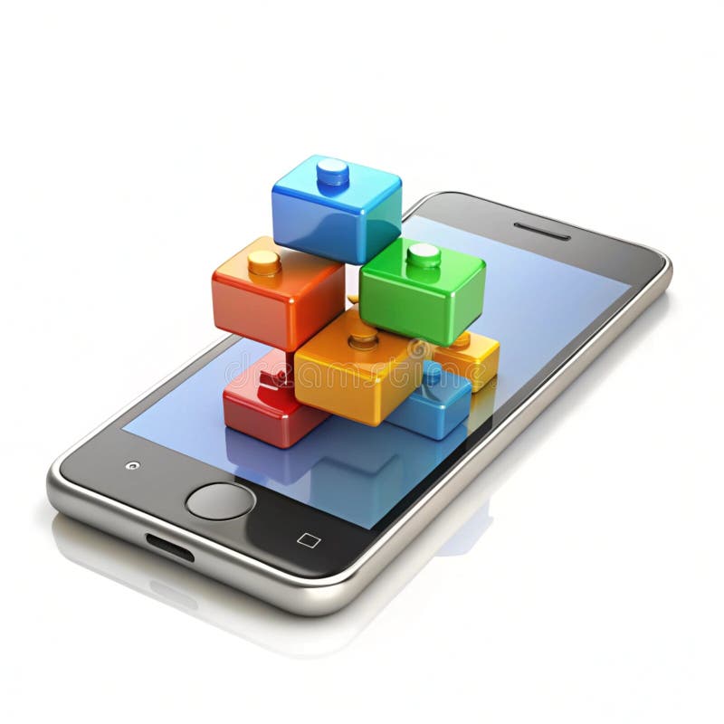 Mobile Solution Concept 3D Illustration Isolated on White Background ...