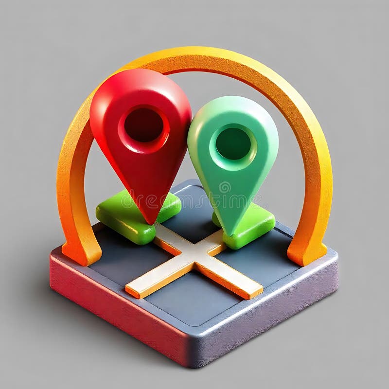 Creative 3D Map Location Icon Design Stock Illustration - Illustration ...