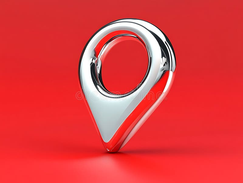 Sleek 3D Map Marker Icon in Metallic Silver, Stock Illustration ...