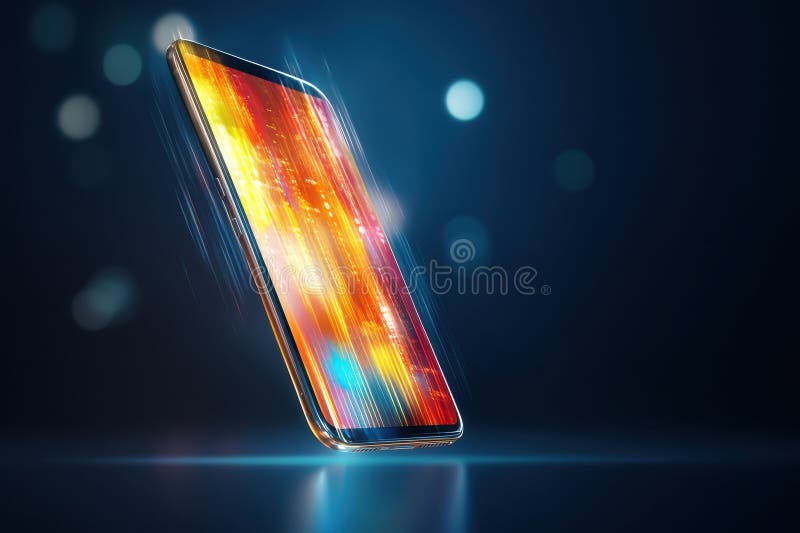 Sleek 3D Mobile Device Mockup with Vibrant Screen Stock Illustration ...