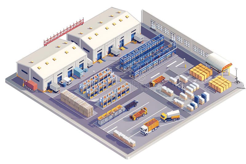 Sleek 3D Model of a Contemporary Warehouse Stock Illustration ...