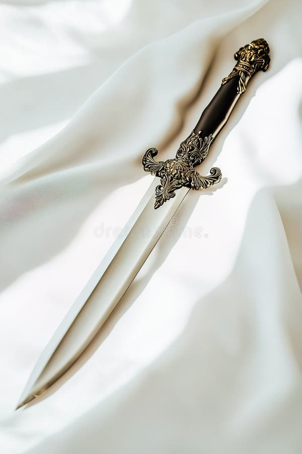 A Sleek Dagger Resting on a White Surface Stock Illustration ...