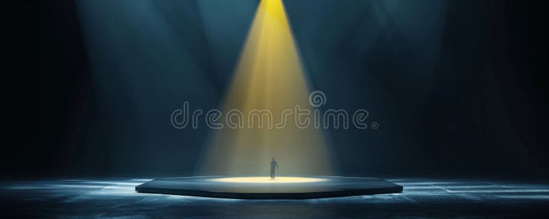 A Sleek Dance Stage with a Single Yellow Spotlight Creating a Dramatic ...