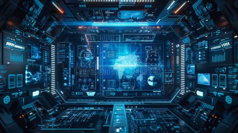 Sleek Dark Blue Powerpoint Background with Innovative Tech Elements and ...