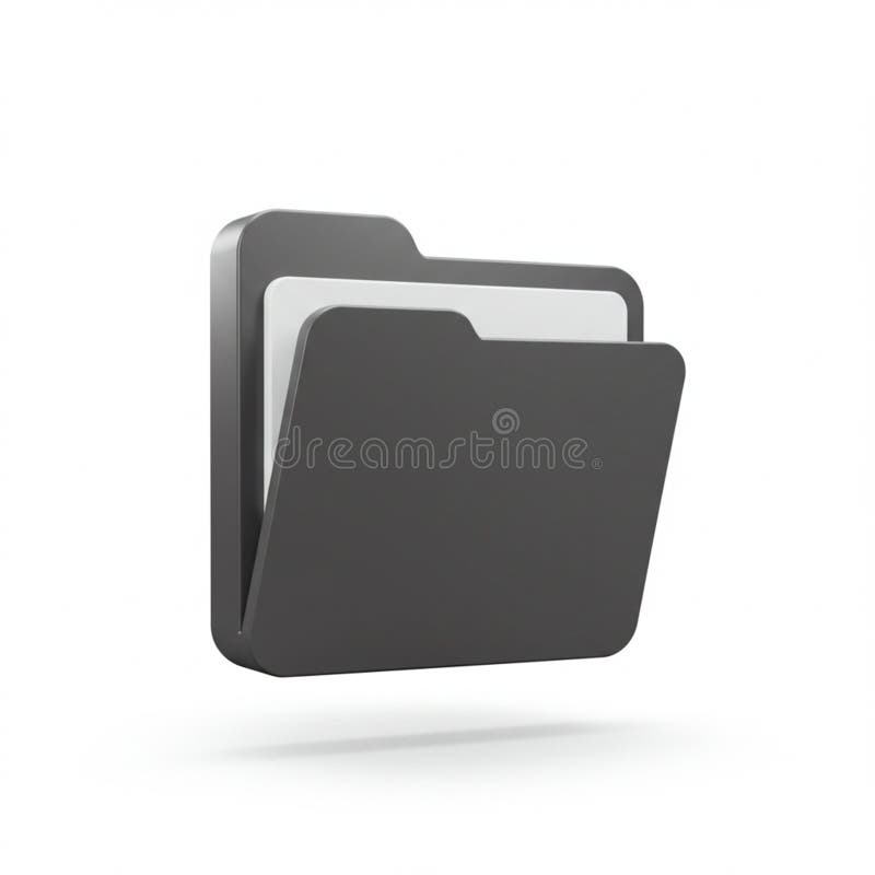 Dark Gray 3D Folder Icon Digital File Storage System Data Design Symbol ...