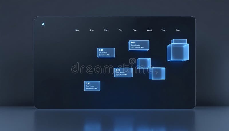 Futuristic Calendar Interface: Abstract Data Visualization with Glowing ...