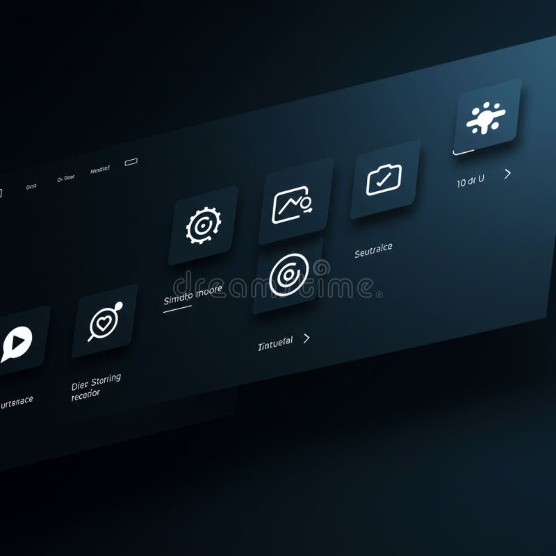 A Sleek, Dark-themed Interface Showcasing Various Icons Displayed on a ...