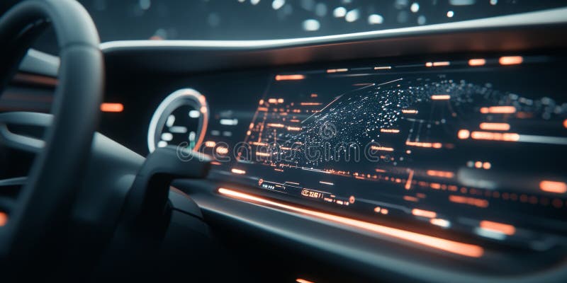 A Sleek Dashboard Features Glowing Digital Displays and Data ...