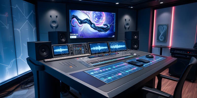 Sleek DAW Console with Interactive Touchscreen Controls in a Minimalist ...