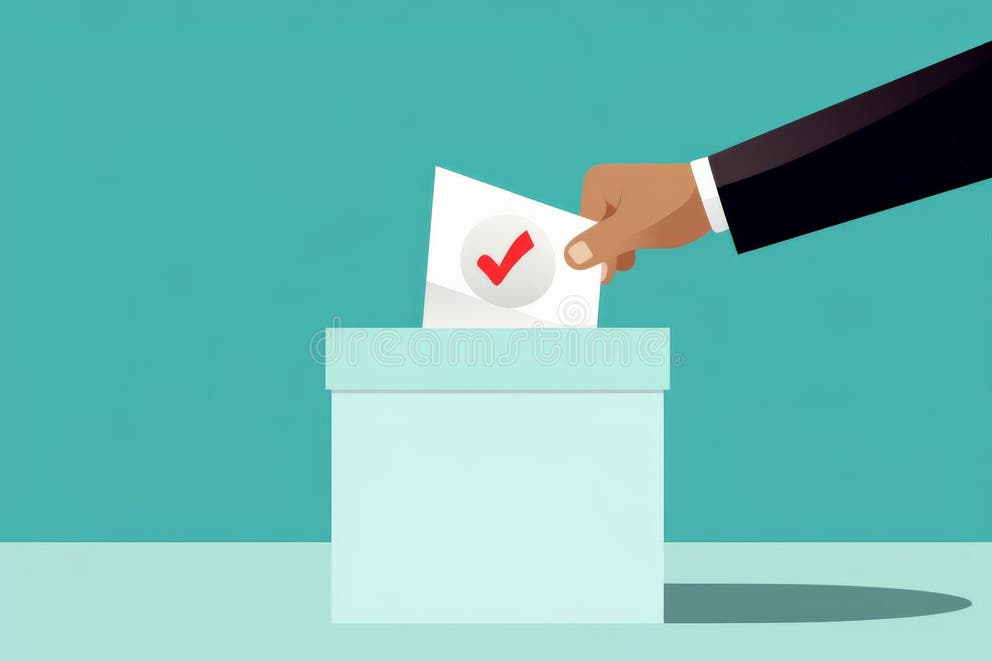 Sleek Design of a Hand Voting in a Ballot Box with a Cool Blue Gradient ...