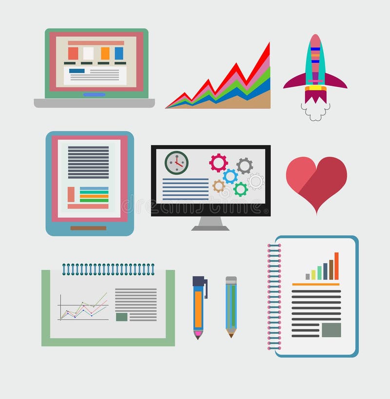 Sleek Design a Set of Books. Modern Style Icons Infographic Stock ...