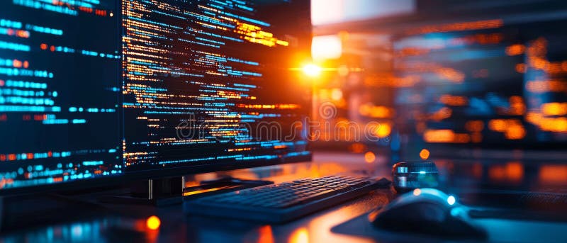 High-Tech Hacking Tools on a Sleek Desk, Cyberpunk Style Stock ...