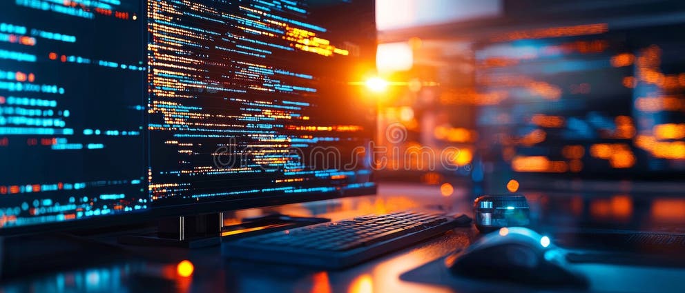 High-Tech Hacking Tools on a Sleek Desk, Cyberpunk Style Stock ...