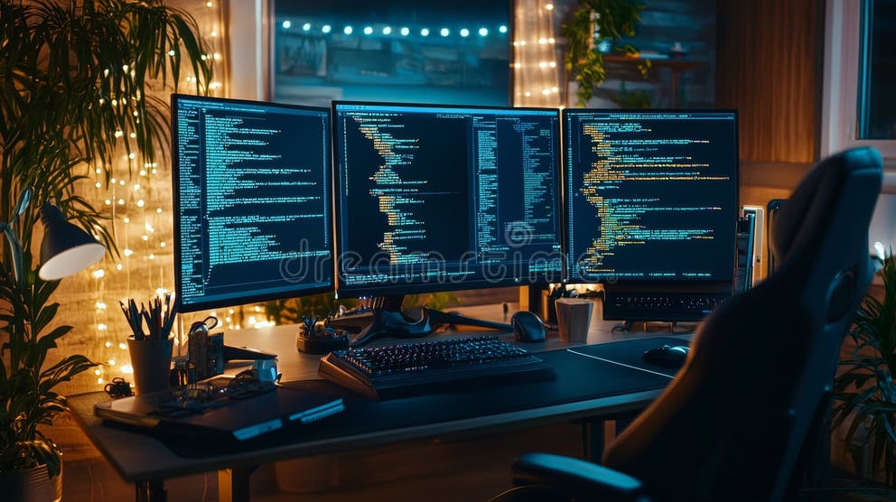 High-Tech Hacking Tools on a Sleek Desk, Cyberpunk Style Stock ...