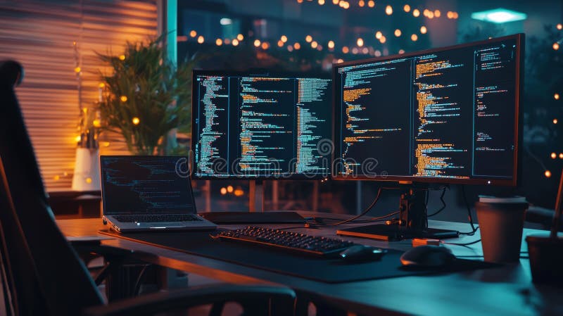 High-Tech Hacking Tools on a Sleek Desk, Cyberpunk Style Stock ...