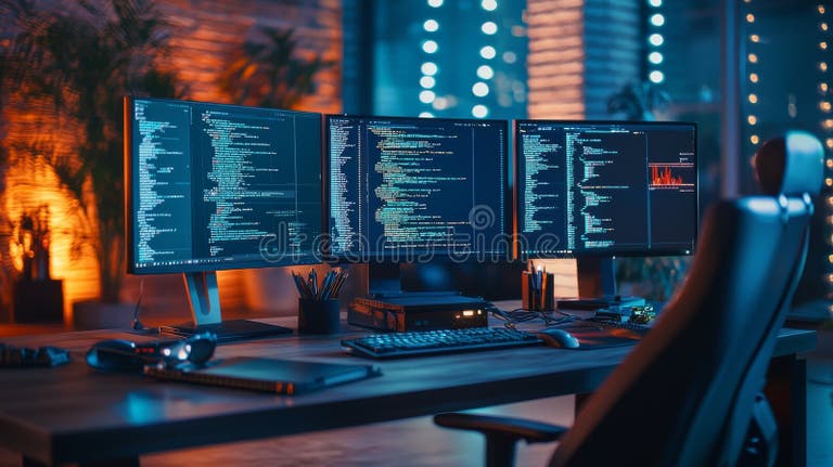 High-Tech Hacking Tools on a Sleek Desk, Cyberpunk Style Stock ...