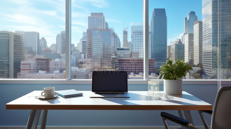 Sleek desk space stock illustration. Illustration of productivity ...