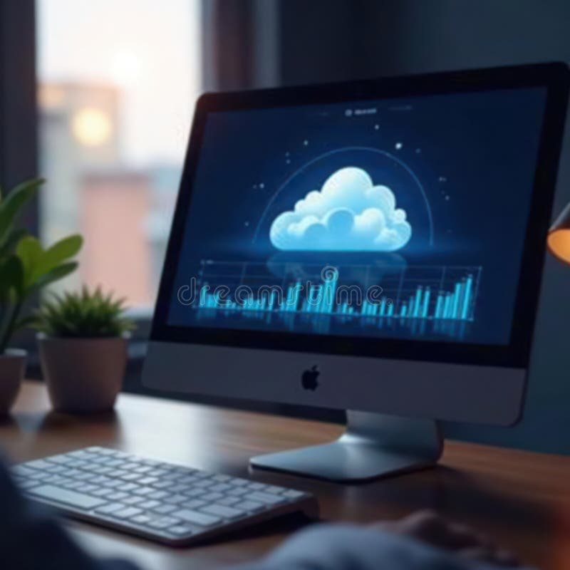 Sleek Desktop with Cloud Data Analytics Visualized, Development ...