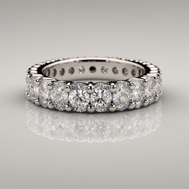 Sleek Diamond Eternity Band on Pure White Luxurious Jewelry Concept ...
