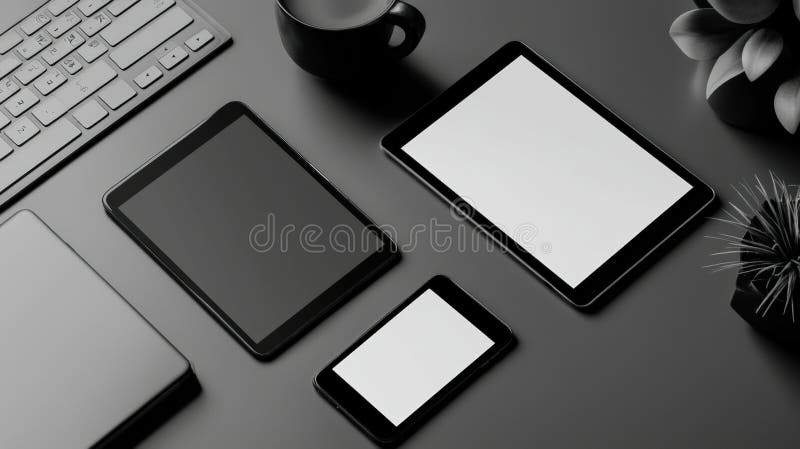 Sleek Digital Devices Arrangement Modern Workspace Mockup Layout ...