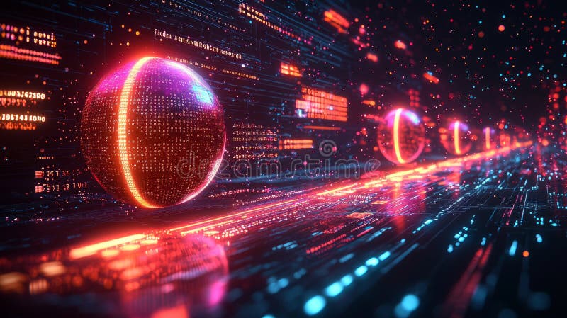 In Sleek Digital Environment Vibrant Neon Colors Illuminate Loading ...