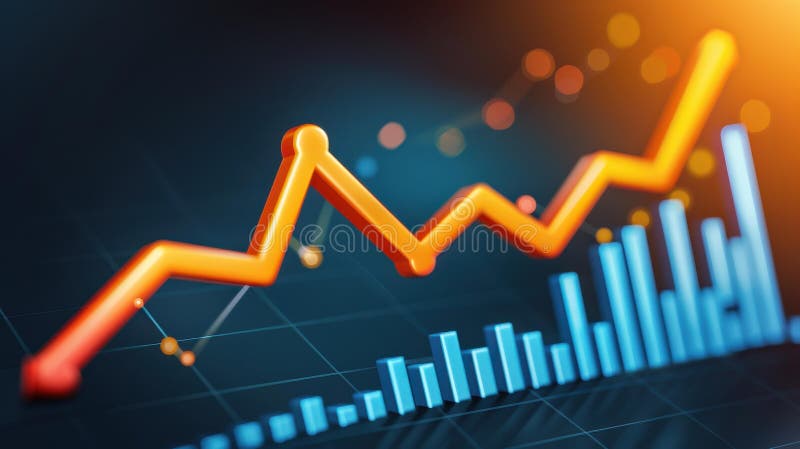 A Sleek Digital Financial Chart Displays Dynamic Graphs and Arrows ...