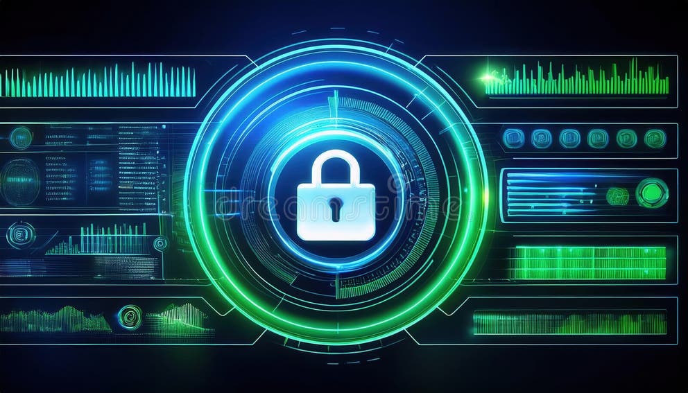 Sleek Digital Interface Showcasing Lock Icon, Compliance Progress Bars ...