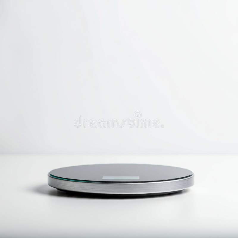 A Sleek Digital Kitchen Scale with a Circular Design Rests on a White ...