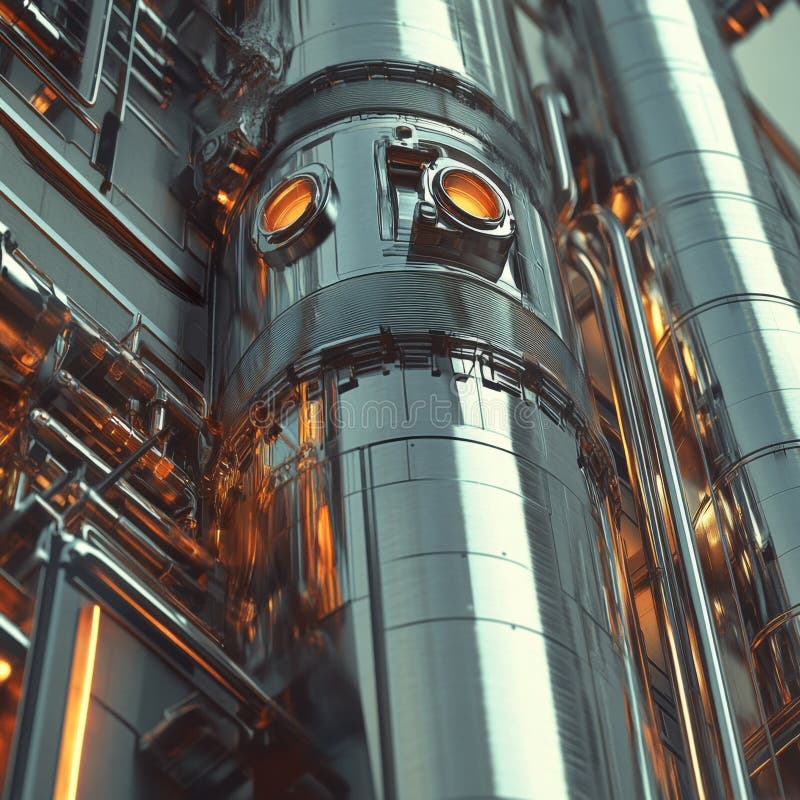 Sleek Distillation Tower in Fuel Refining Process Stock Illustration ...
