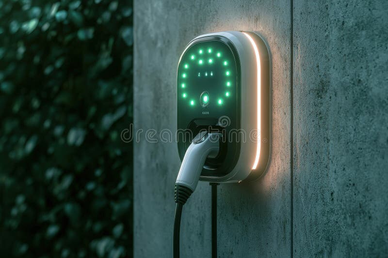 Electric Vehicle Charging Station with Modern Design and Illuminated ...