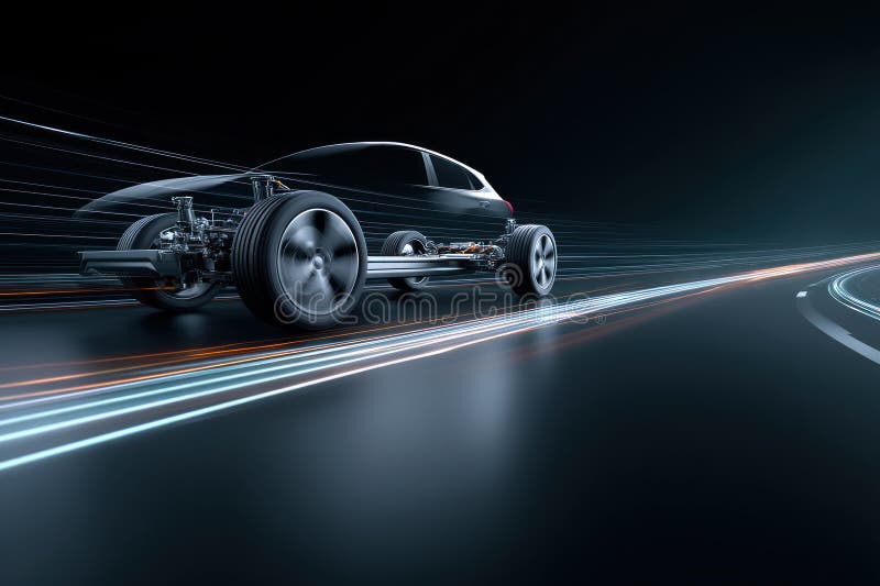 Sleek Electric Vehicle Platform Showcased in Motion with Dynamic Light ...