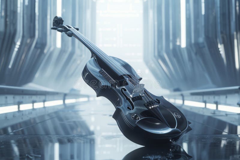 Sleek Electric Violin in Futuristic Setting Stock Illustration ...