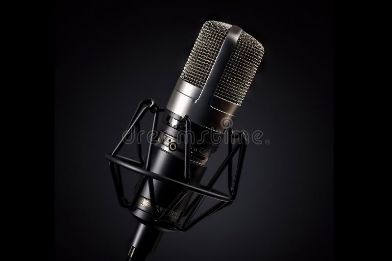 Sleek Elegance: Professional Microphone on a Striking Black Background ...