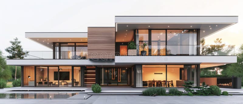 Sleek, Elegant Modern House in 3D Rendering Against White Background ...