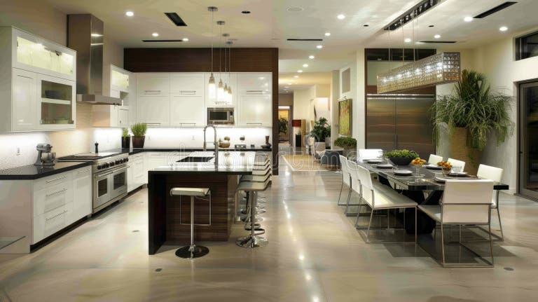 Sleek and Elegant Modern Kitchen Poster Stock Illustration ...