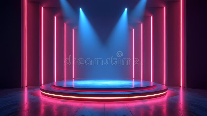 Sleek Elevated Stage with Dynamic Lighting in Cyberpunk Vibe Stock ...