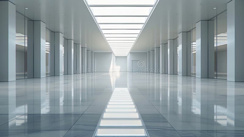 Sleek, Empty Showroom with Clean Lines and Glossy Surfaces. Stock ...