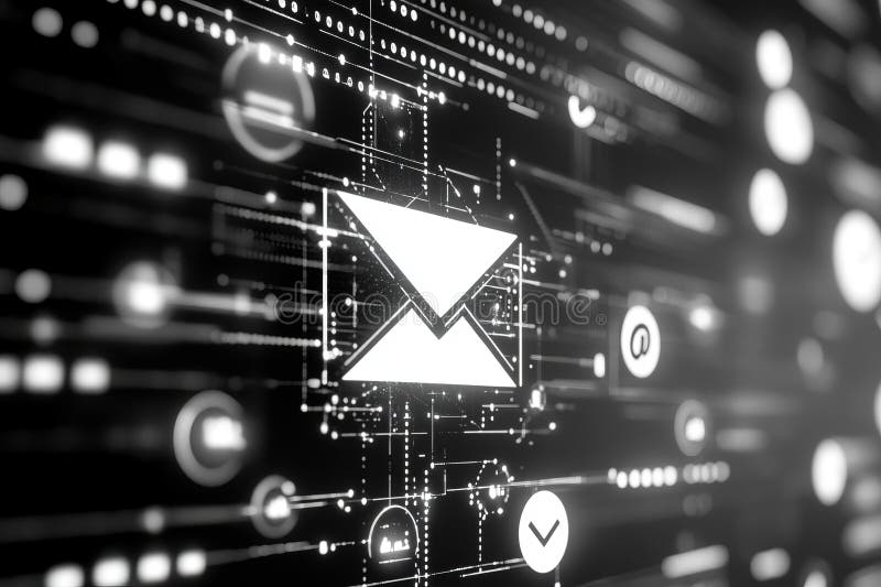 A Sleek Envelope Icon Surrounded by Digital Elements, Representing the ...