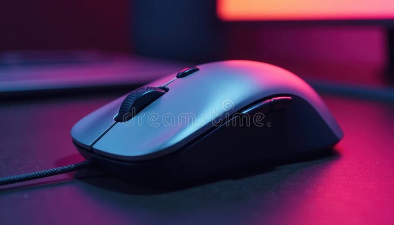 Sleek Ergonomic Computer Mouse, Metallic Grey , Wire, Form, Desktop ...