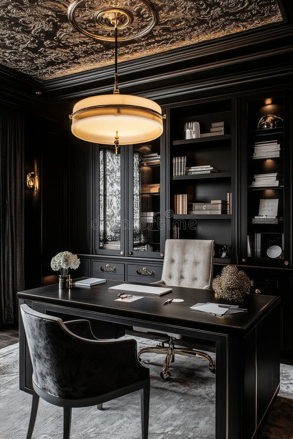 Sleek Executive Office Design with Dark-Colored Fixtures Stock Image ...