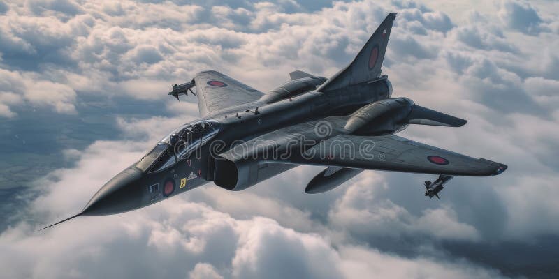 A Sleek Fighter Jet Soars through the Clouds, Showcasing Its Powerful ...