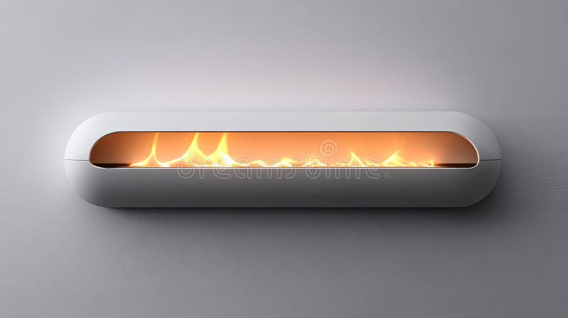 A Sleek Fireplace with a Single Horizontal Flame, Recessed into a Stock ...
