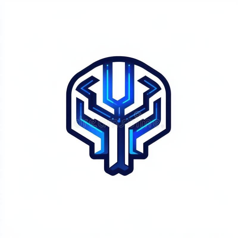 Sleek Flat Vector Logo Depicts a Computer Chip Brain in a Cyberpunk ...