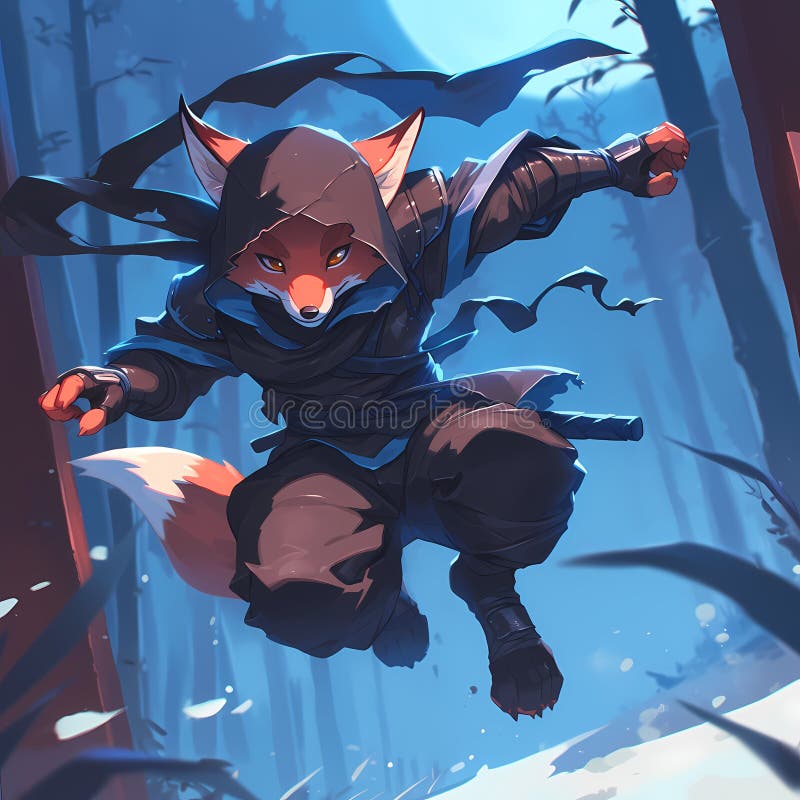 Sleek Fox in Shadowy Setting Stock Illustration - Illustration of ...